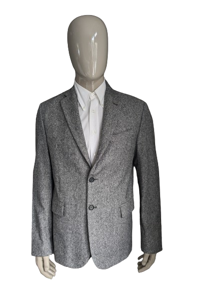 MNG Man colbert. Zwart Wit gemêleerd. Maat 54 / L. Slim Fit. – EcoGents